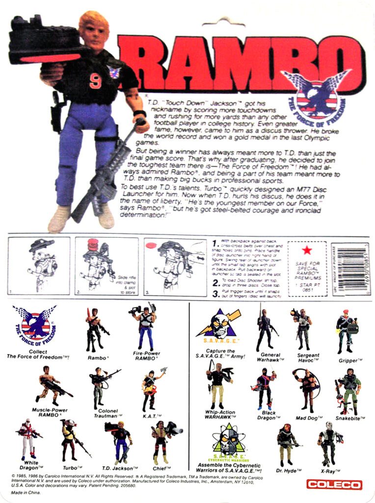 Action Figure – T.D. Jackson Rambo The Force of Freedom Coleco 1987 ...